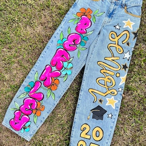 Senior Jeans-homecoming-senior Pants- Hand Painted-custom Jeans-senior ...