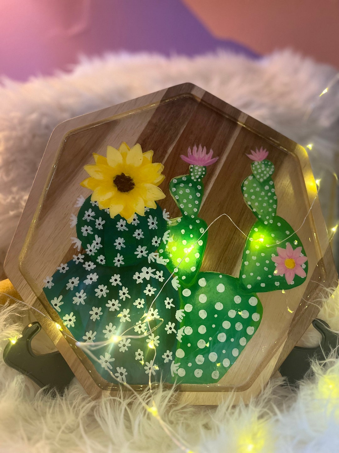 Cactus Decorative Tray, Desert Landscape Tray, Succulent Serving Tray ...