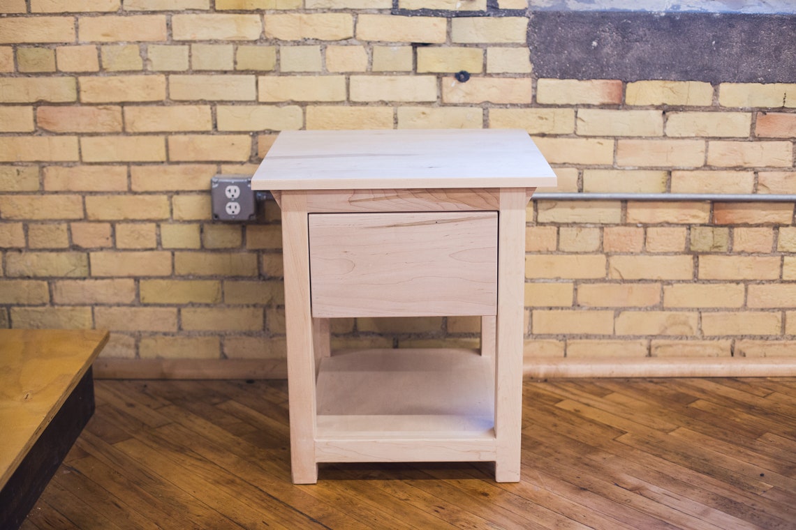1 Drawer Nightstand | Solid Maple Soft Close Night Stand | Unfinished 1 ...