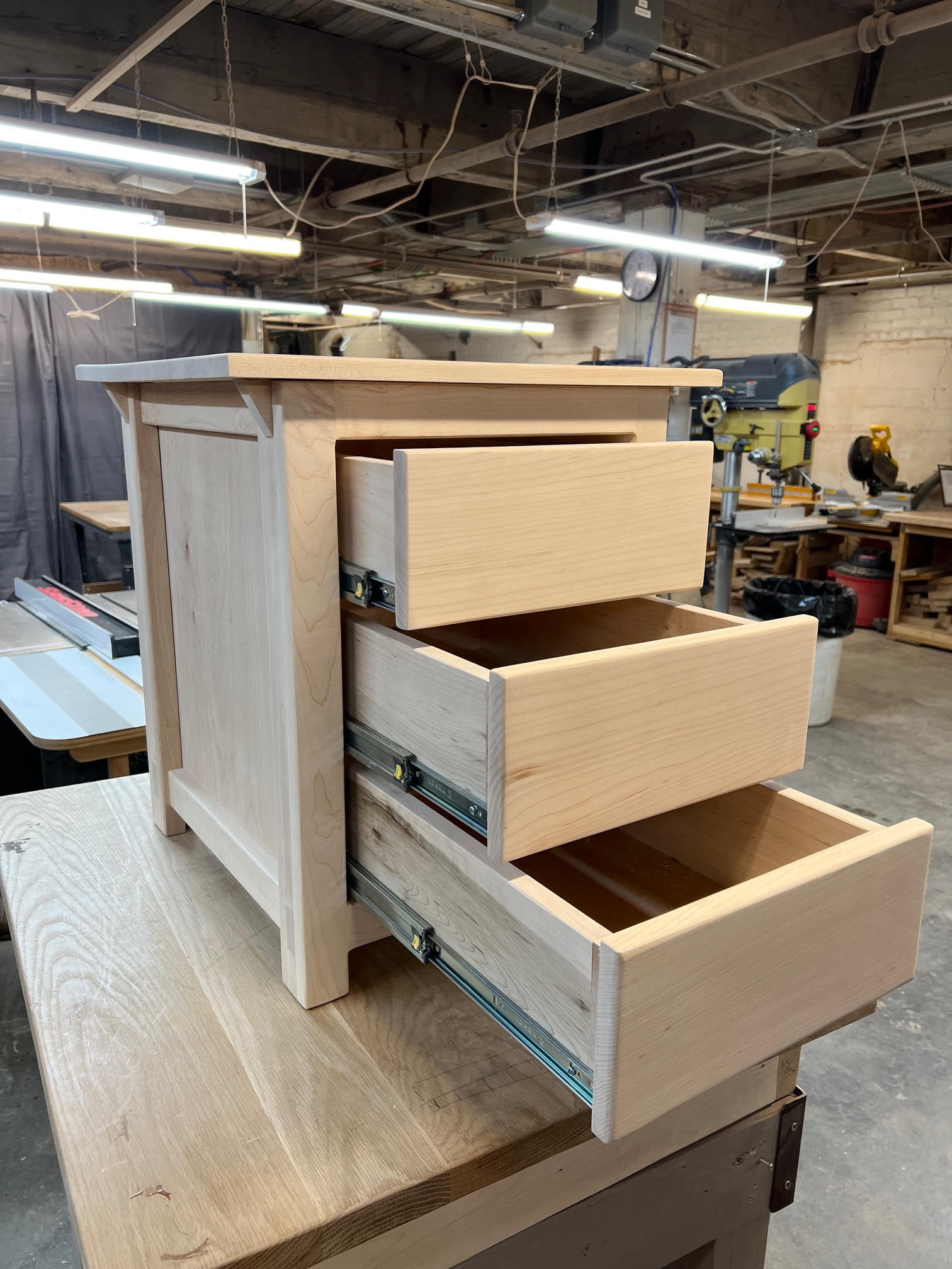 3-drawer Night Stands Solid Maple Soft Close Night Stand Unfinished 3 ...