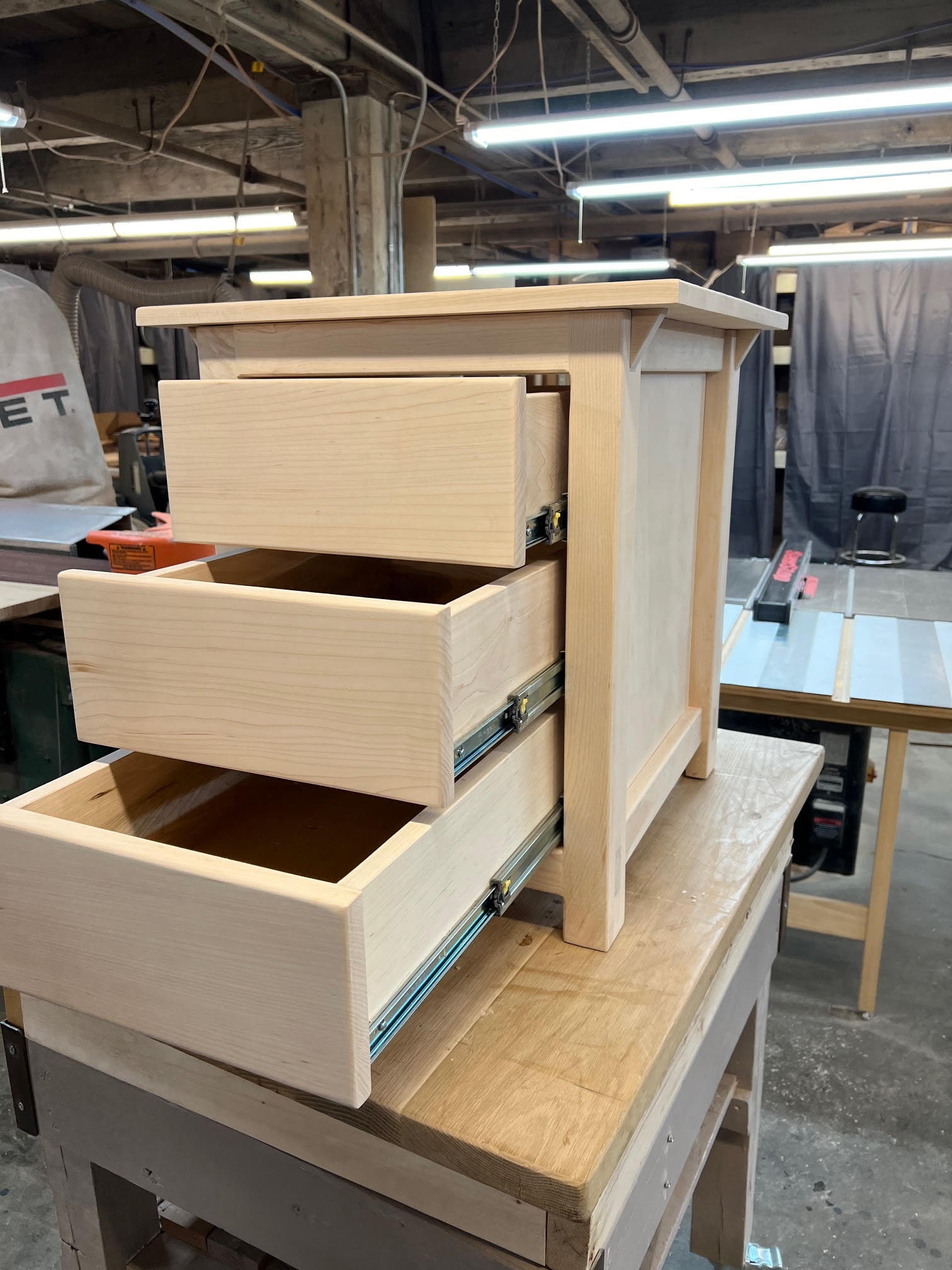 3-drawer Night Stands Solid Maple Soft Close Night Stand Unfinished 3 ...