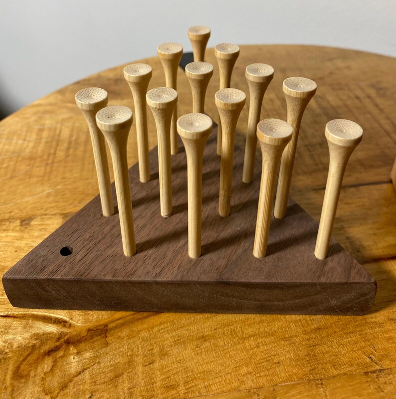 Walnut Triangle Golf Tee Game Cracker Barrel Peg Game - Etsy
