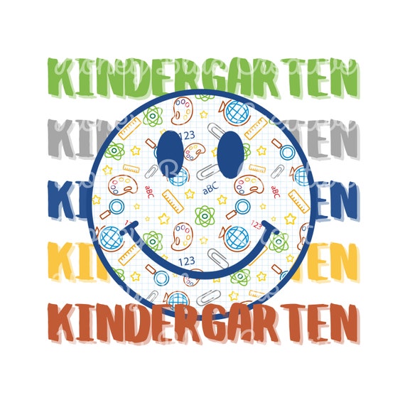 KINDERGARTEN Smiley PNG JPEG Digital Download Back to - Etsy