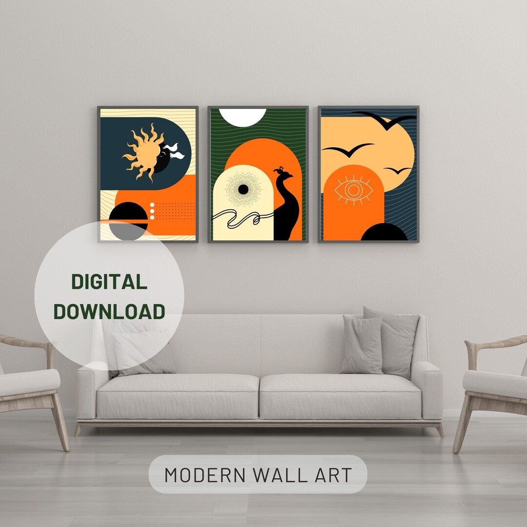 Modern Art Print Set of 3 3 Panel Art 3 Piece Wall Art - Etsy