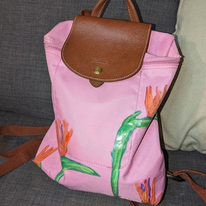 Pink Longchamp Lepliage Backpack Original Bird of Paradise Plant Flower ...