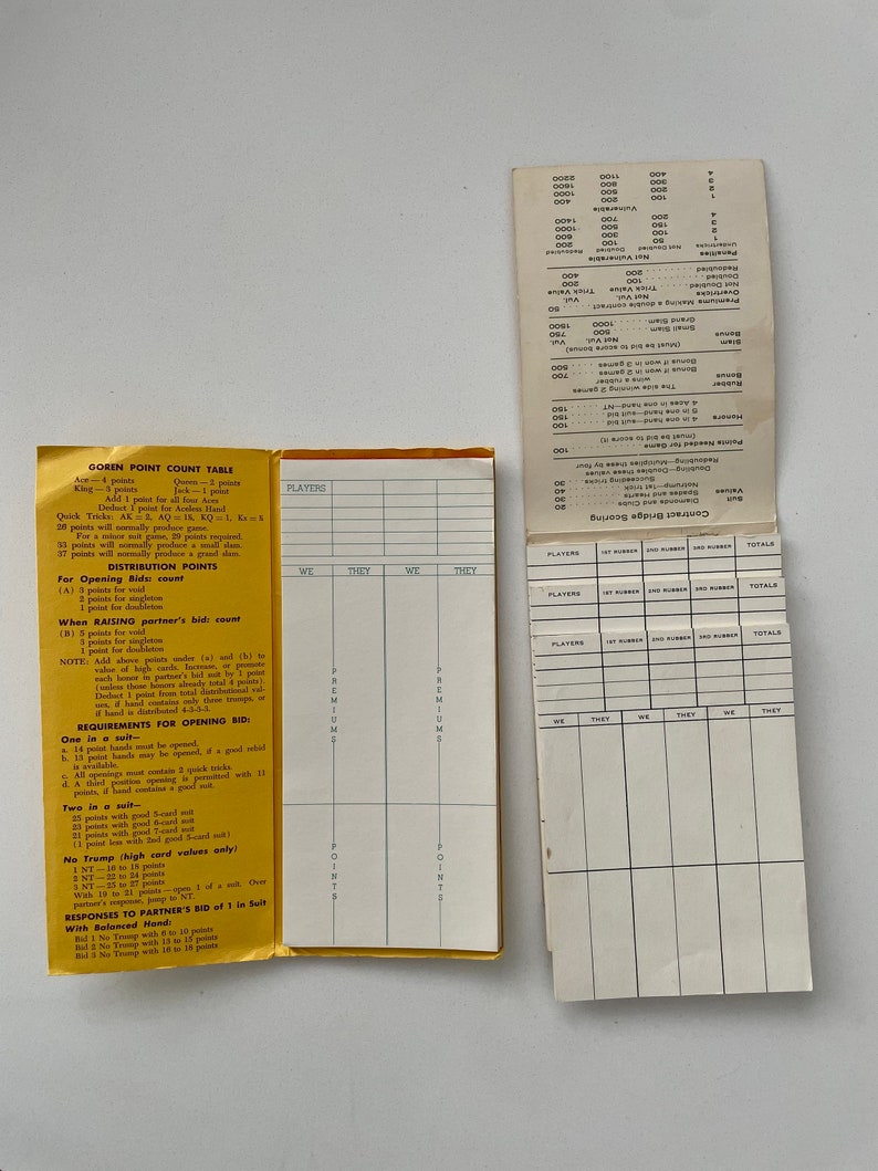 Vintage Bridge Tally Card and Score Pad Set – Floral and Fruit Designs ...