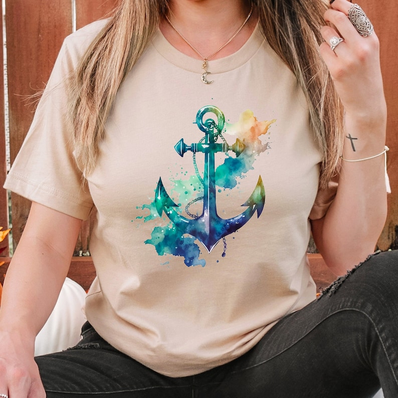 Anchor Shirt Boat Tshirt Summer T Shirt Watercolor Anchor - Etsy