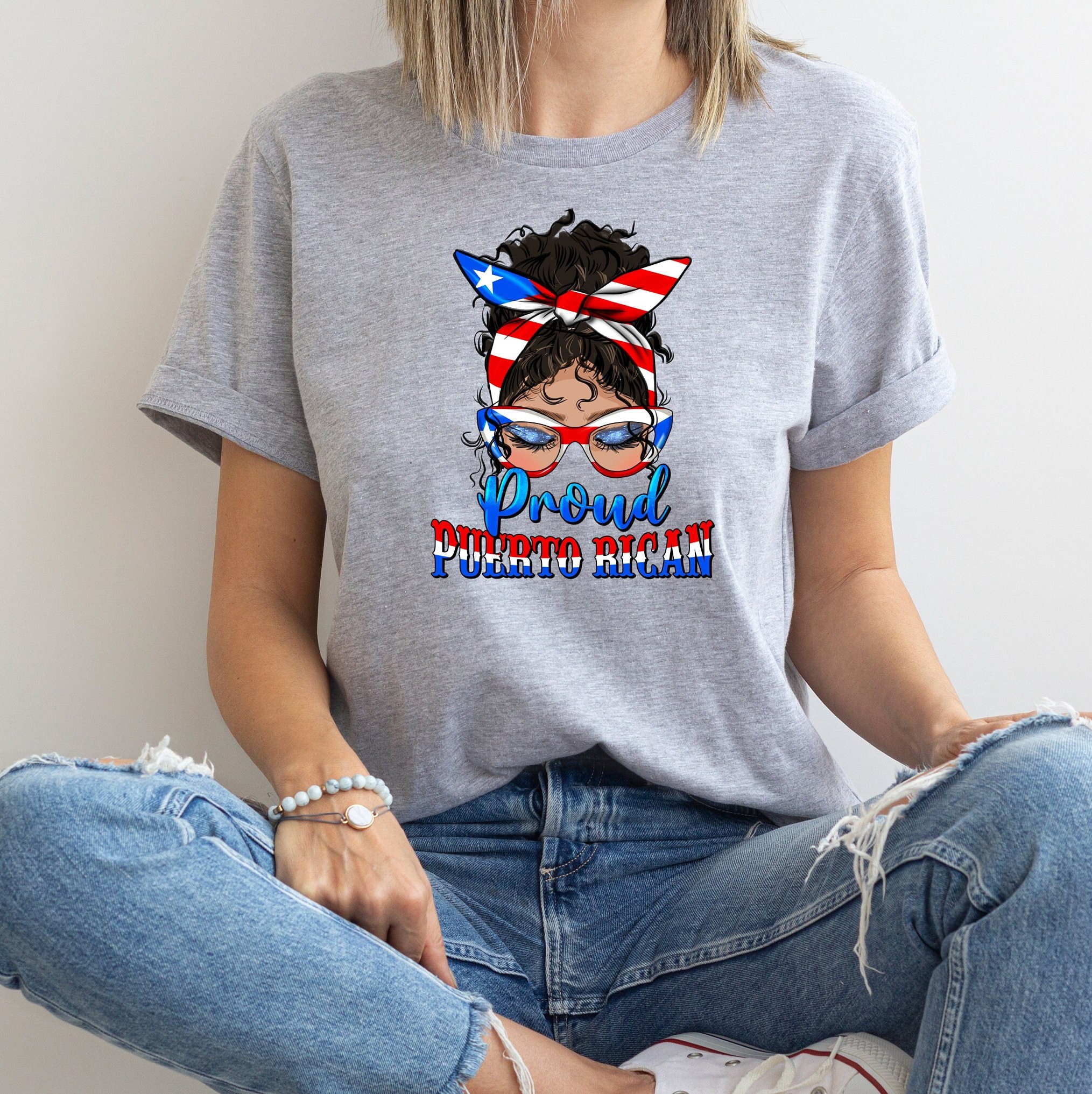 Puerto Rican Mom Shirt Proud Puerto Rico Tshirt Messy Bun - Etsy