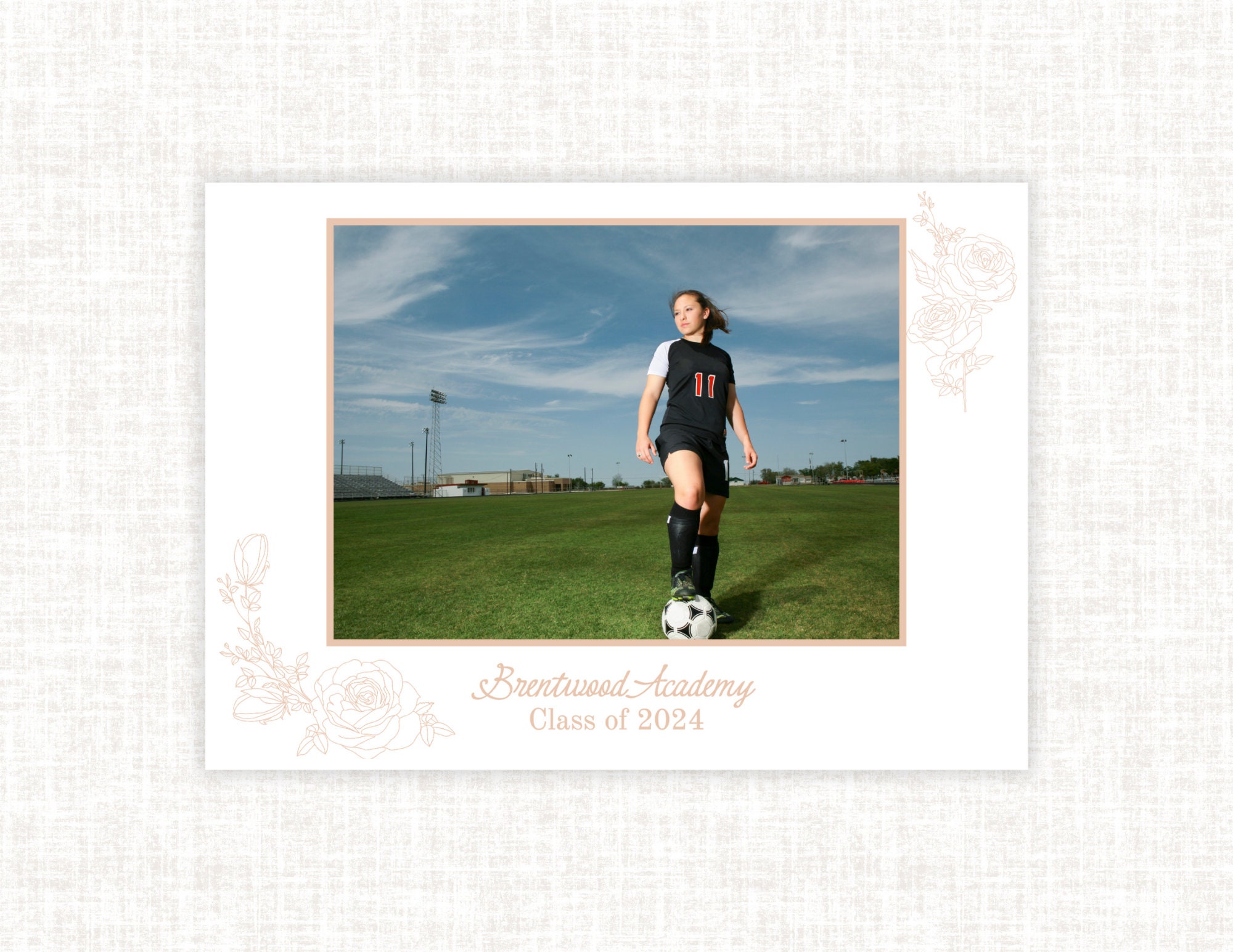 Floral Crest Graduation Photo Card, Custom Grad Announcement Picture ...