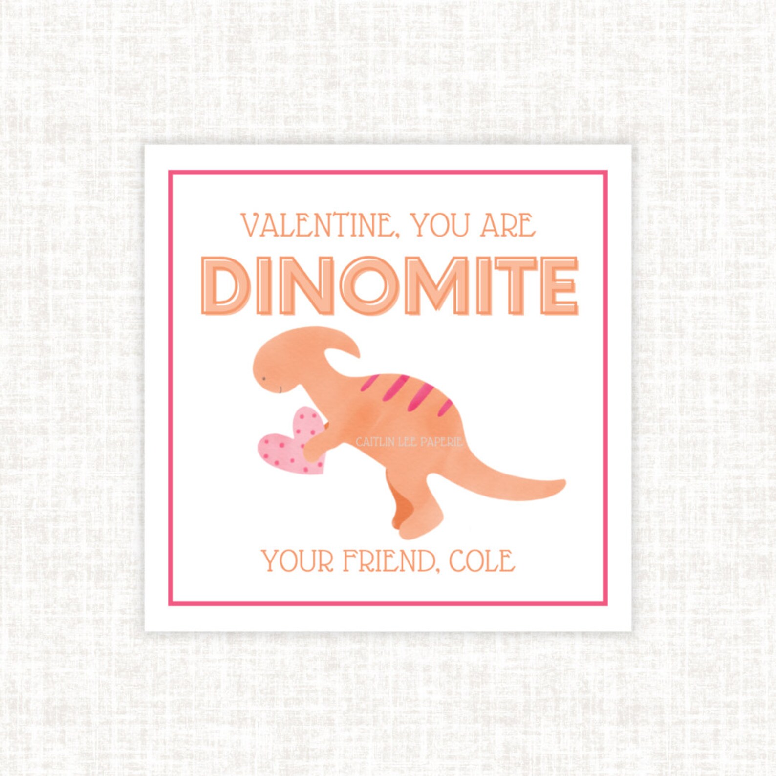 Dinosaur Dinomite Valentine Card Gift Tags, Kids Classroom / Preschool ...