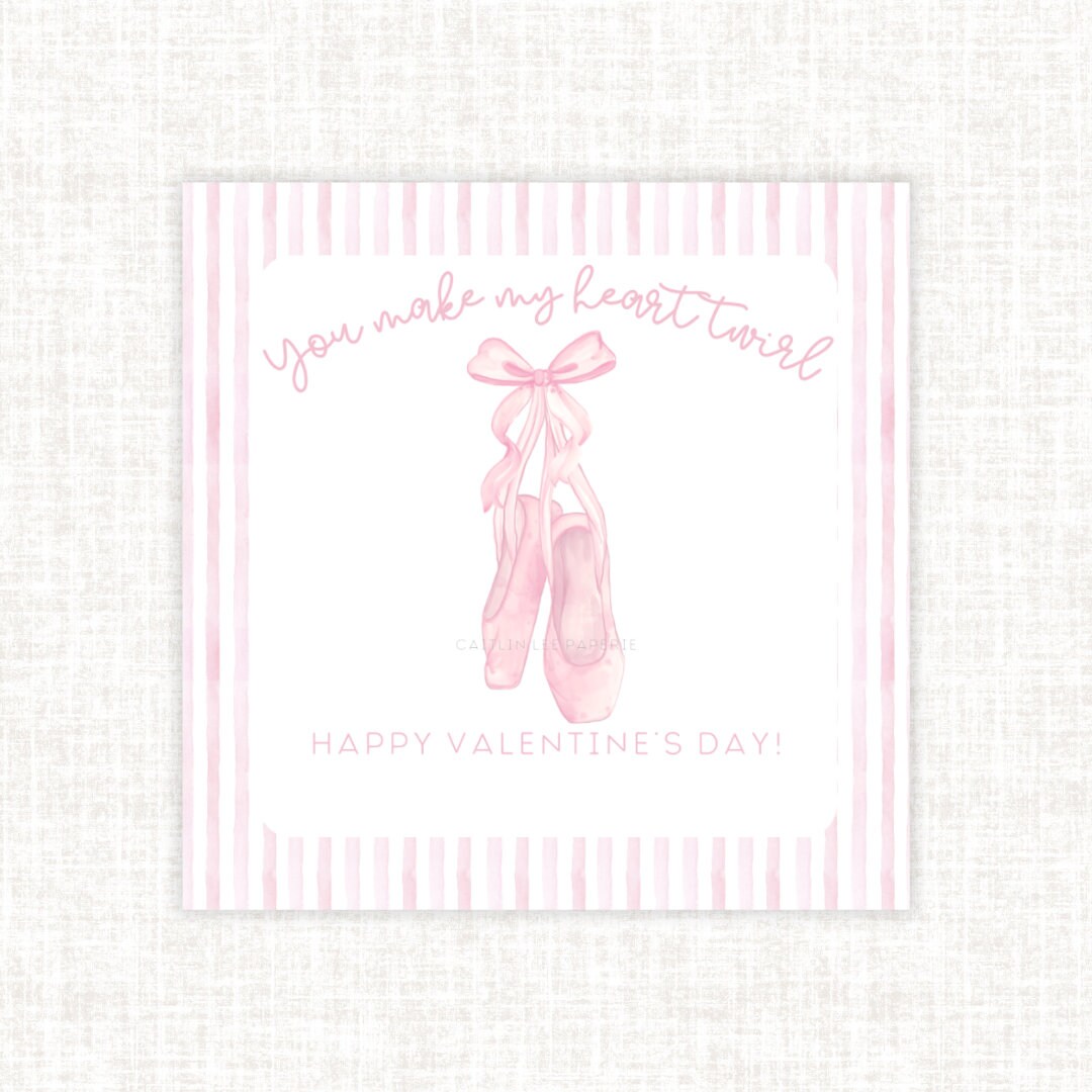 Ballerina Valentine, Pink Ballet Valentine, Dancer Valentine, School ...