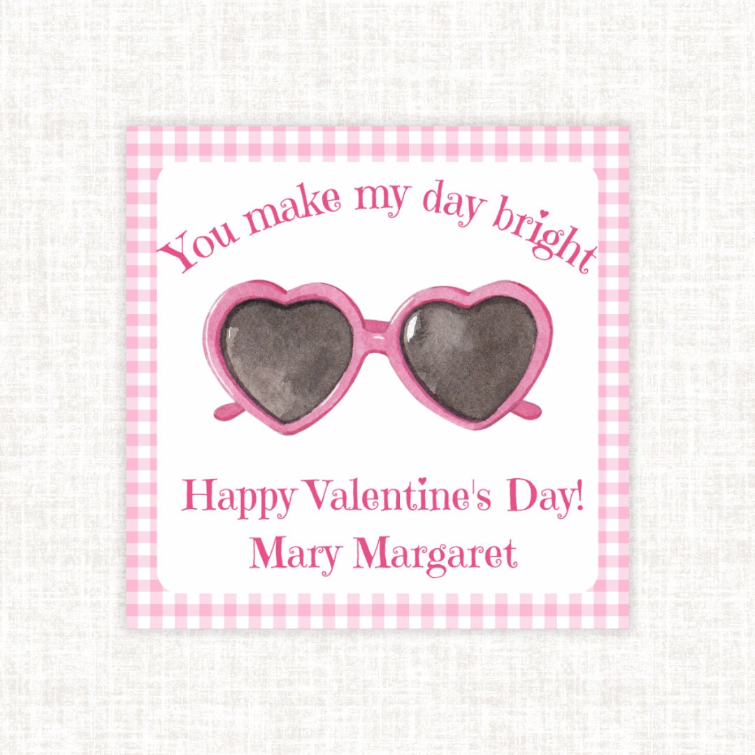 Heart Sunglasses Valentine, Pink Sunglasses Valentine, Watercolor ...