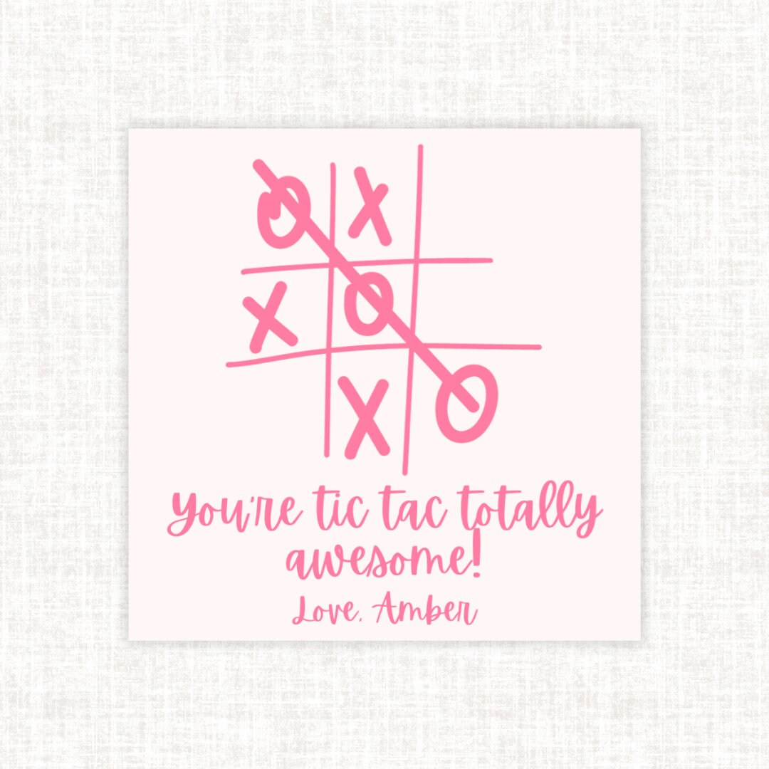Tic Tac Totally Awesome Valentine, XO Valentine, Girly Valentine ...