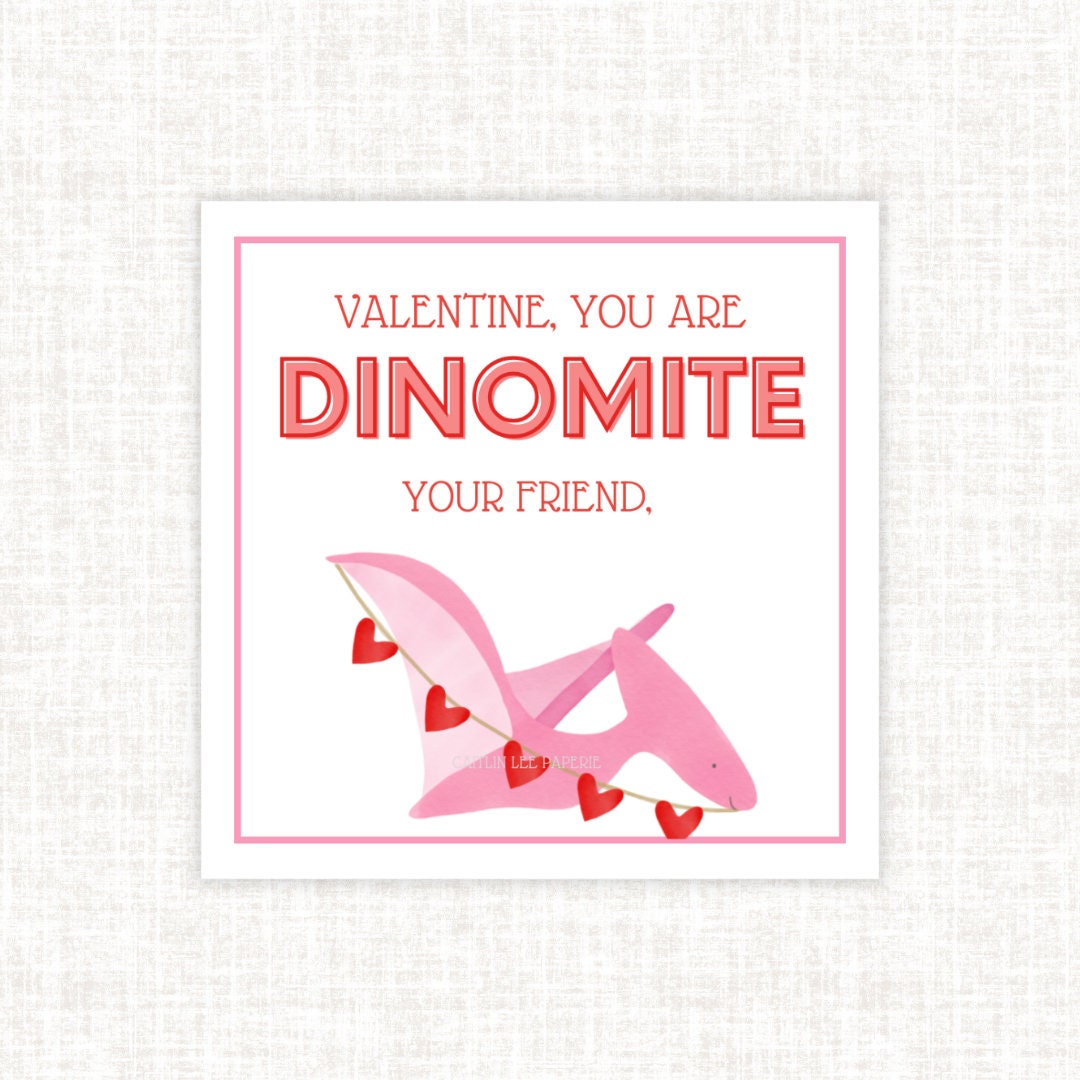 Dinosaur Valentine, Dinomite Valentine, Watercolor Valentine, School ...