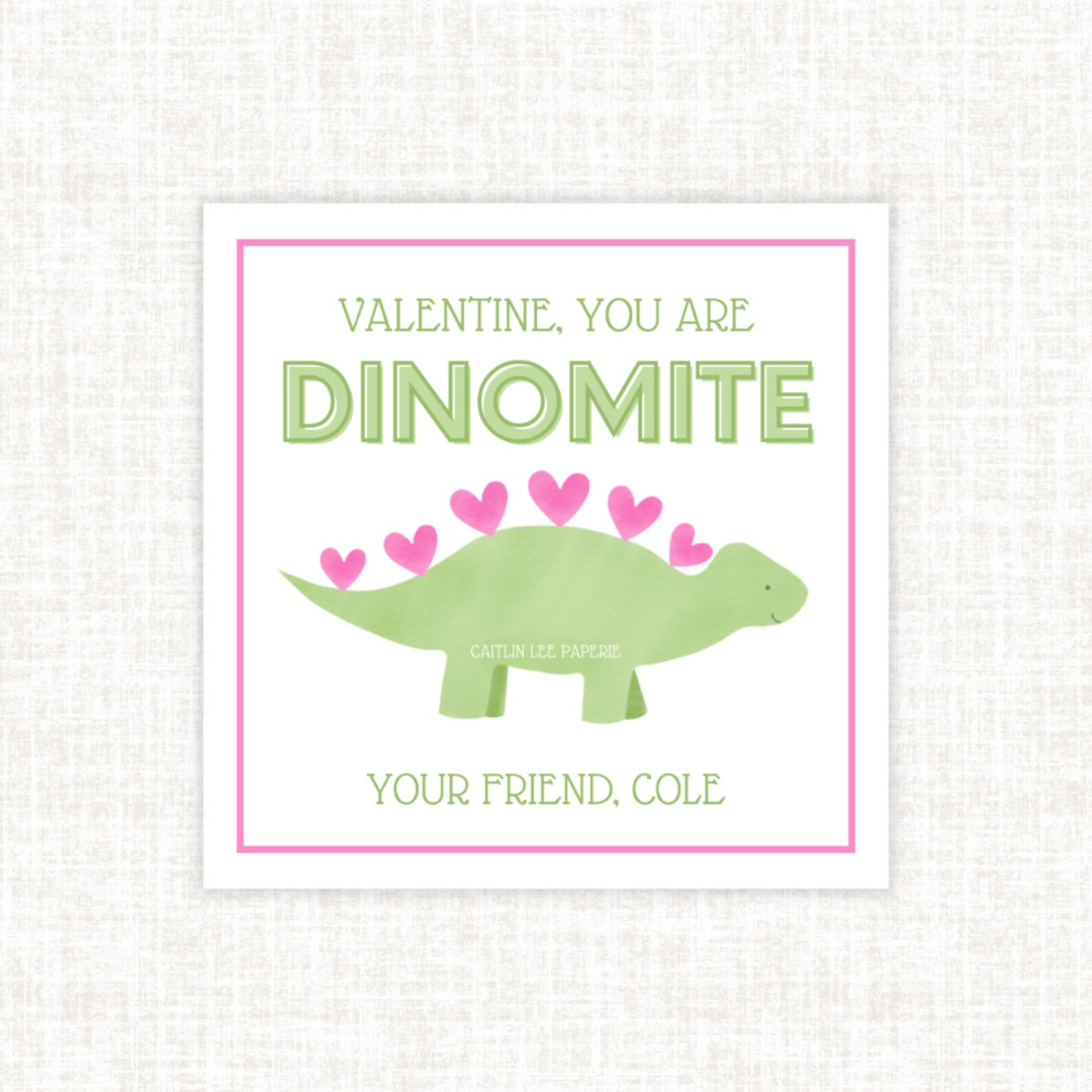 Dinosaur Dinomite Valentine Card Gift Tags, Kids Classroom / Preschool ...