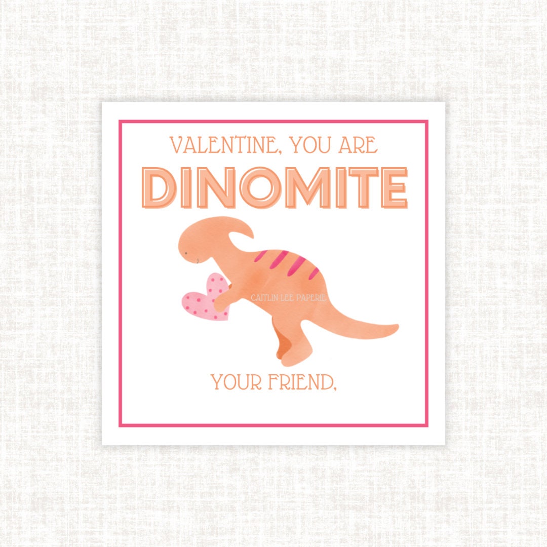 Dinosaur Valentine, Dinomite Valentine, Watercolor Valentine, School ...