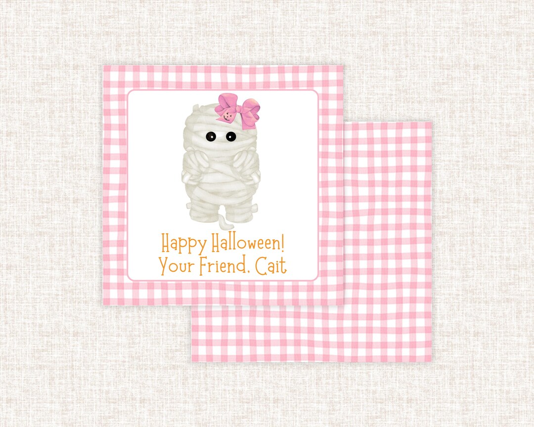 Girl Mummy Halloween Treat Tags for Kids, Classroom Halloween, Trick or ...