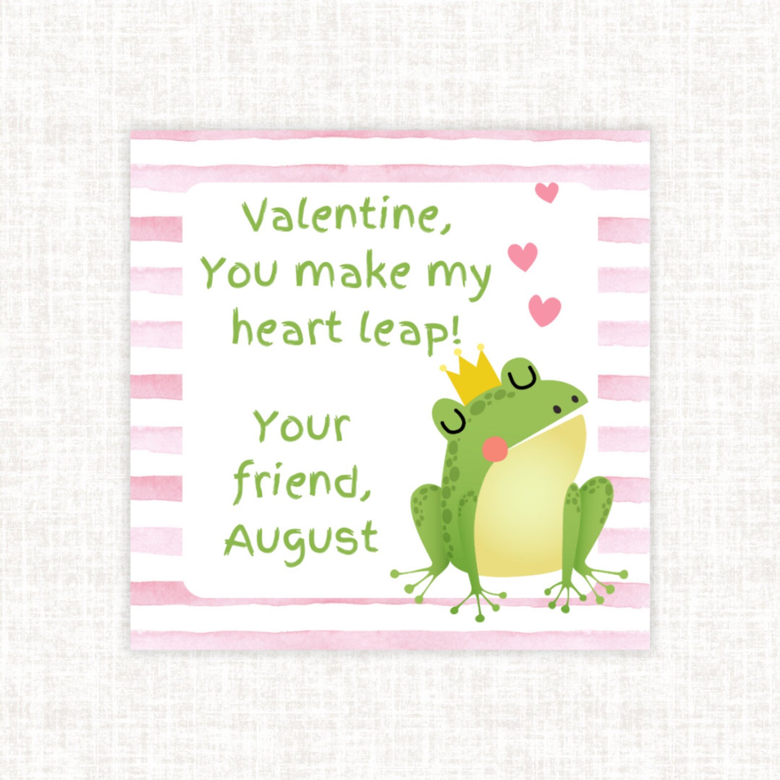 Frog Valentine, Frog Prince Valentine, Watercolor Valentine, School ...