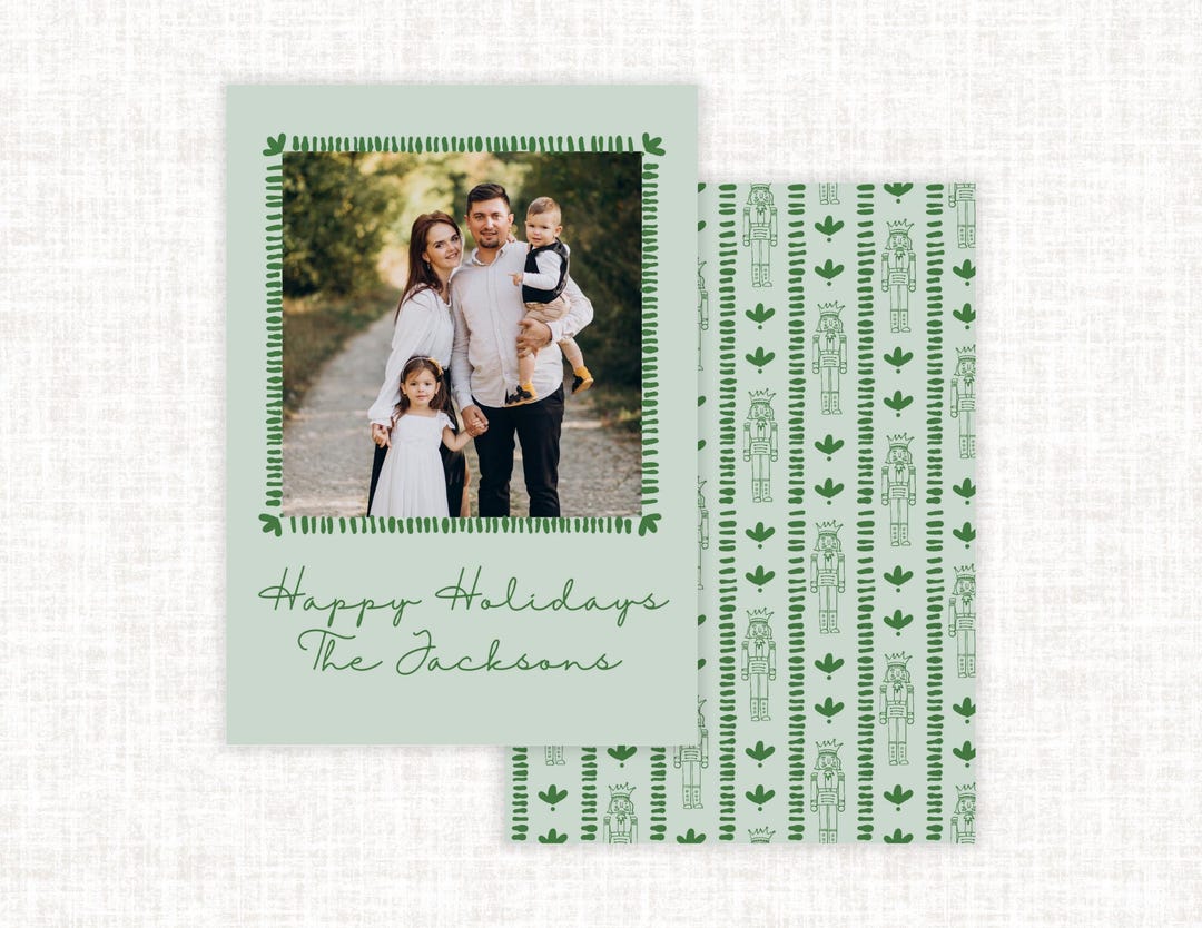 Whimsical Nutcracker Christmas Card, Holiday Personalized Greeting Card ...