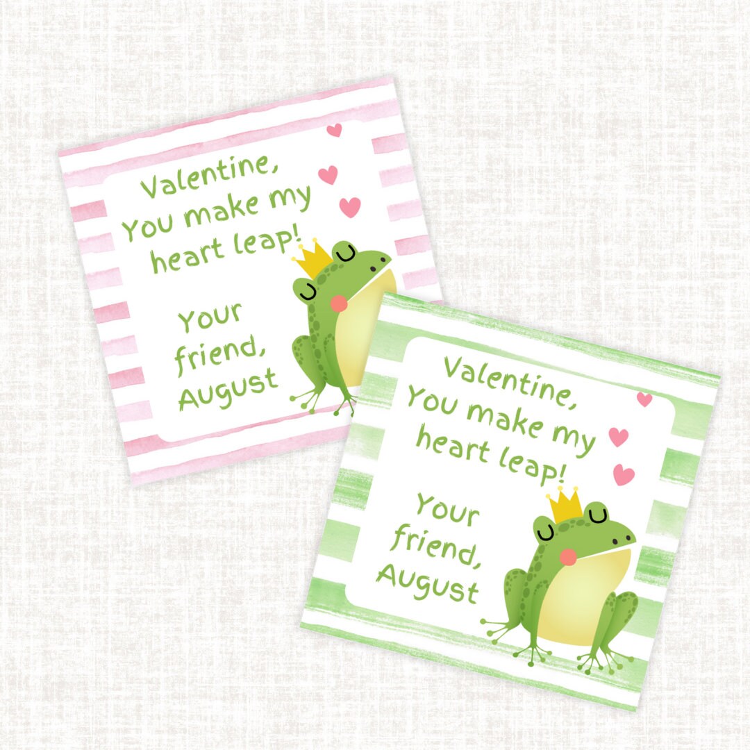 Frog Valentine, Frog Prince Valentine, Watercolor Valentine, School ...