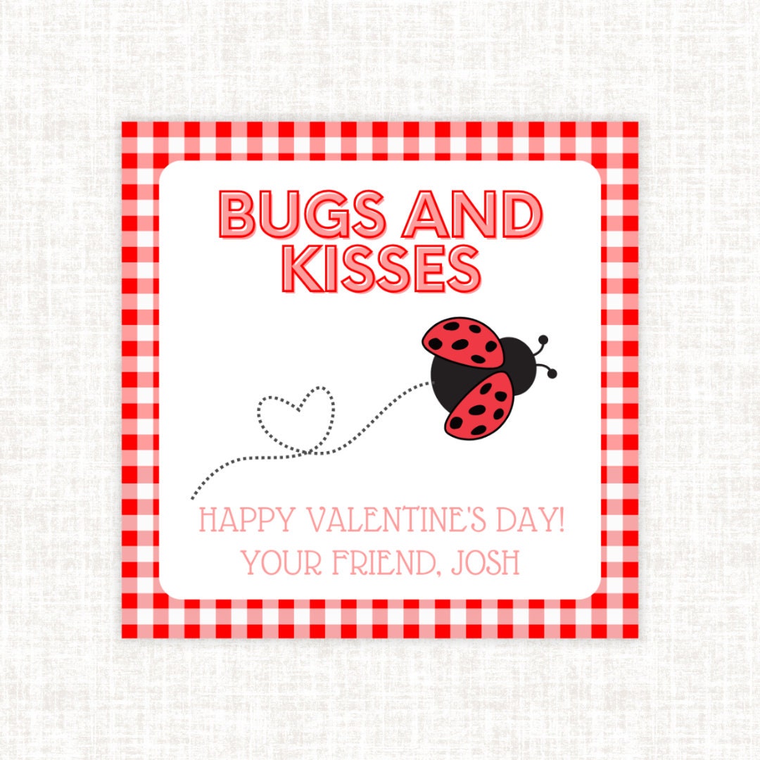 Love Bug Valentine, Bugs and Kisses Valentine, Ladybug Valentine ...