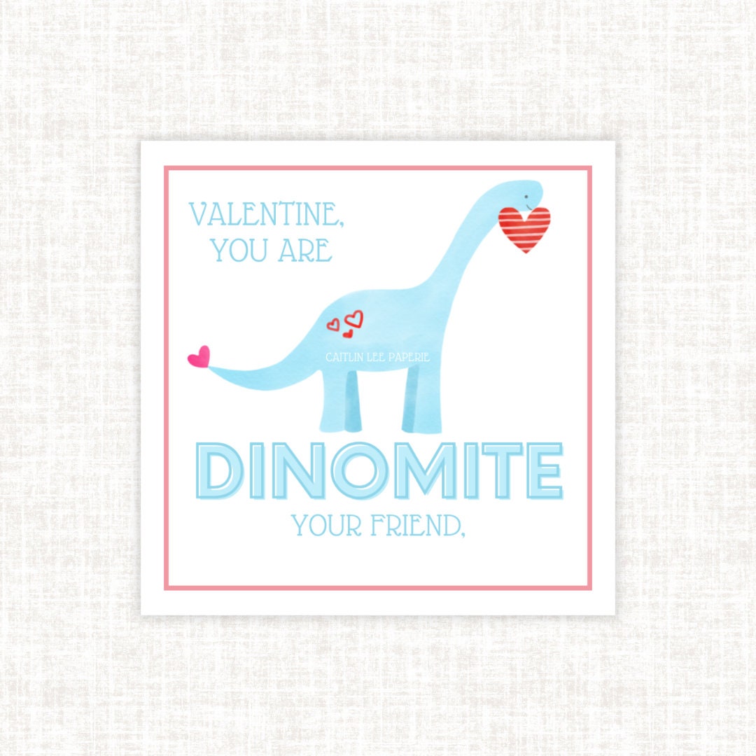 Dinosaur Valentine, Dinomite Valentine, Watercolor Valentine, School ...