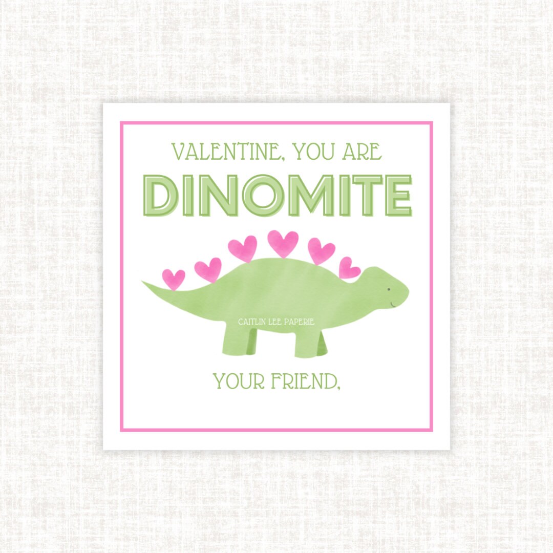 Dinosaur Valentine, Dinomite Valentine, Watercolor Valentine, School ...