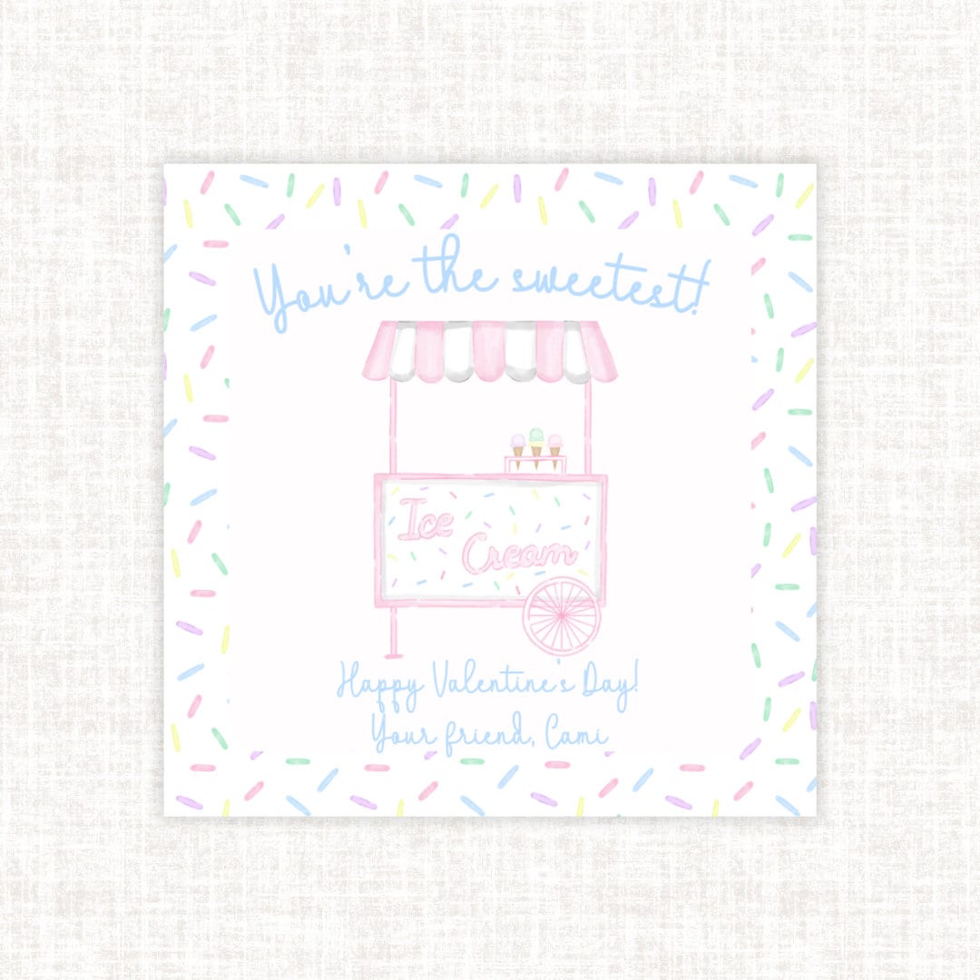 Ice Cream Valentine Cards, Sweet Valentines, Watercolor Valentine ...