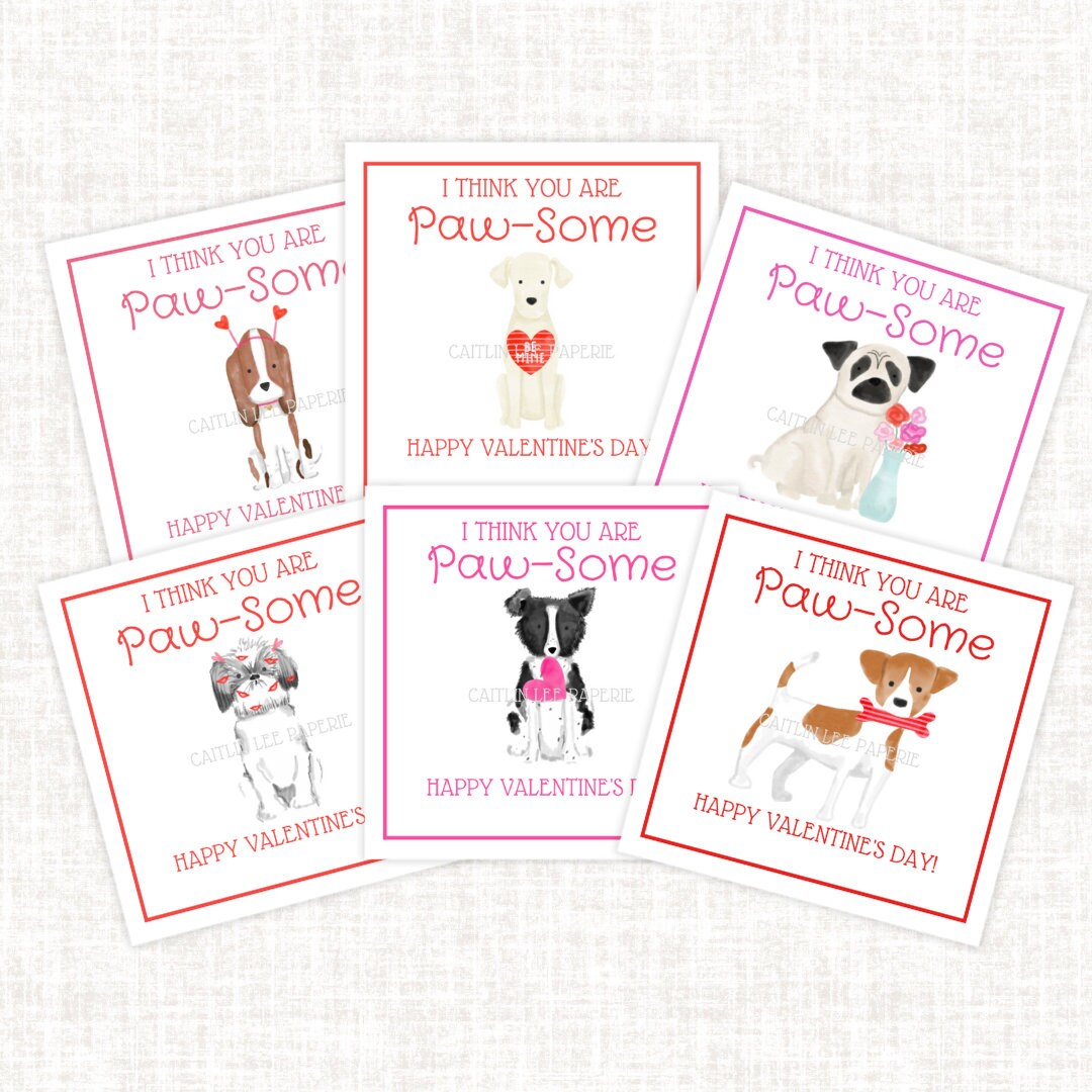 Puppy Love Valentine, Dog Valentine, Puppy Valentine, Watercolor ...