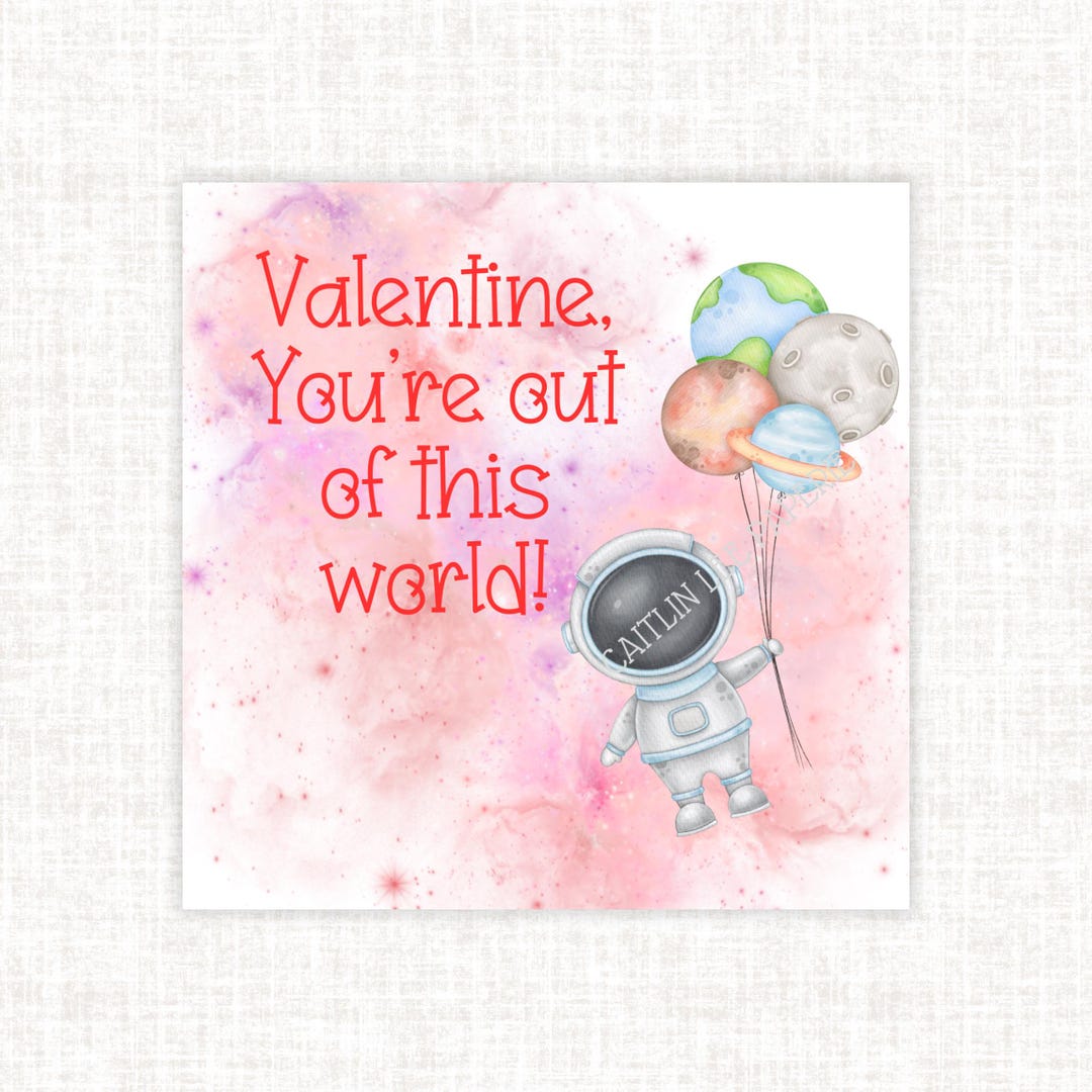 Space Astronaut Valentine, Out of This World Valentine, Boy Girl ...