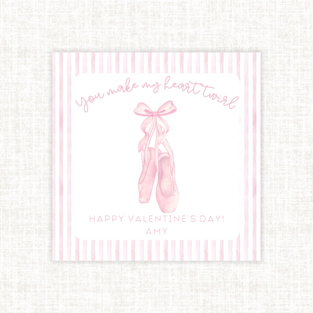 Ballerina Valentine, Pink Ballet Valentine, Dancer Valentine, School ...