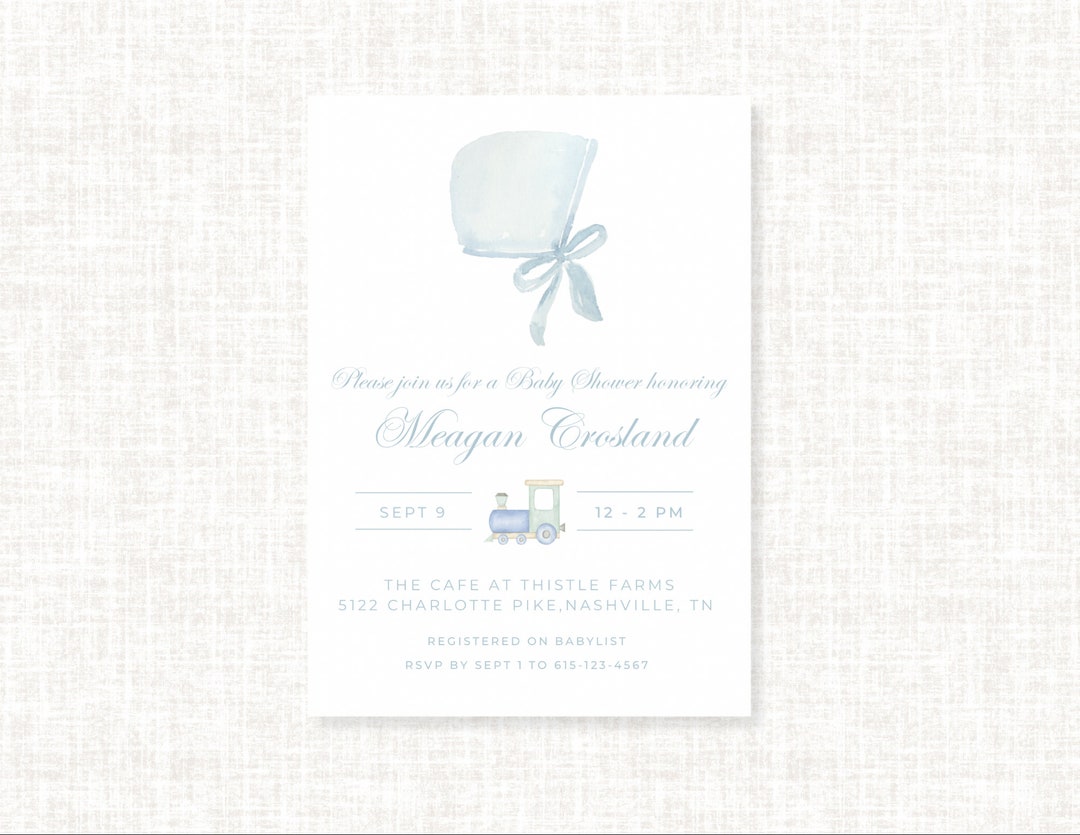 Classic Baby Shower Invitation, Baby Boy Shower, Heirloom Watercolor ...