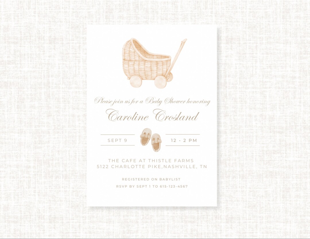 Classic Baby Shower Invitation, Neutral Baby Shower Invitation ...