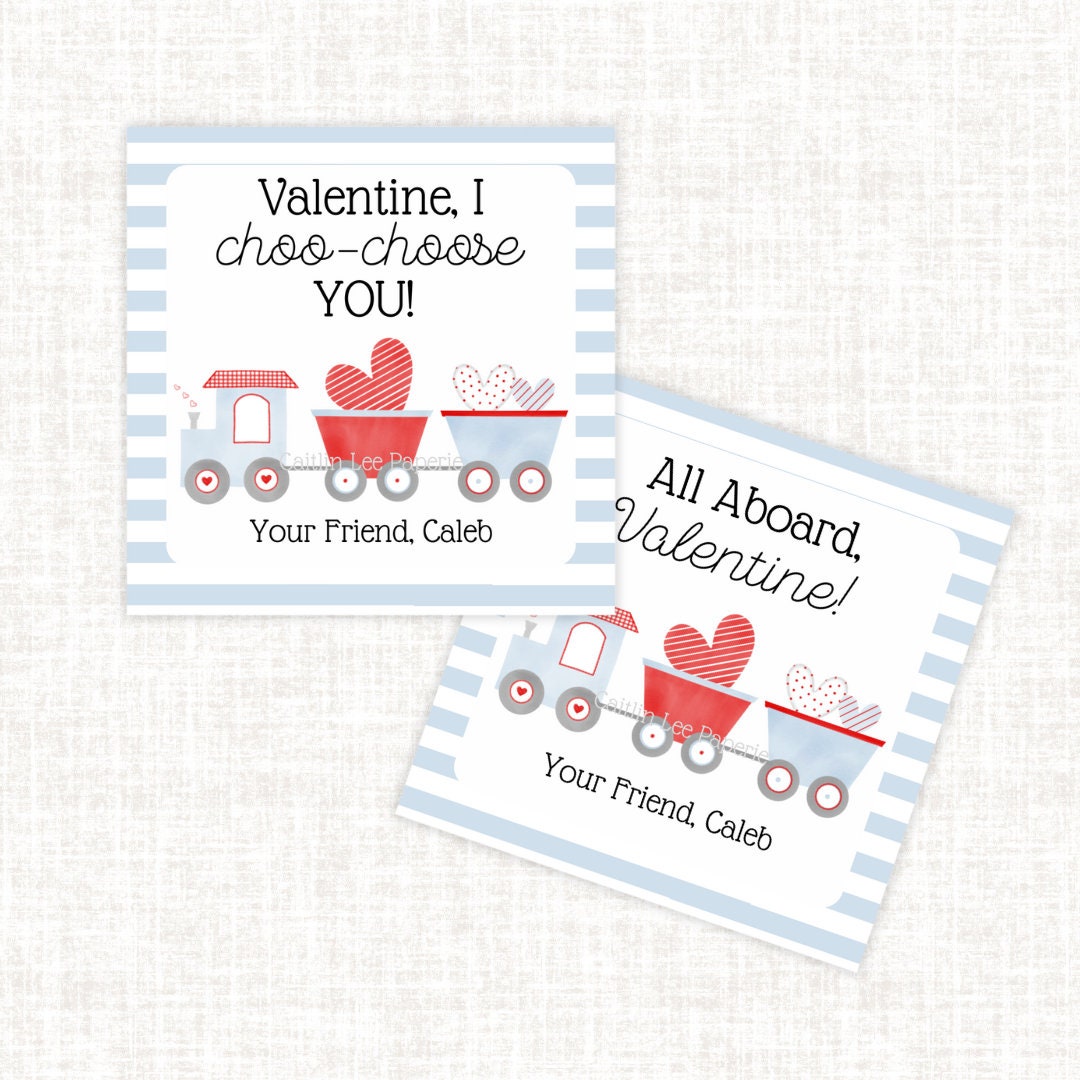 Train Valentine Cards, Choo Choo Valentines, Watercolor Valentine ...
