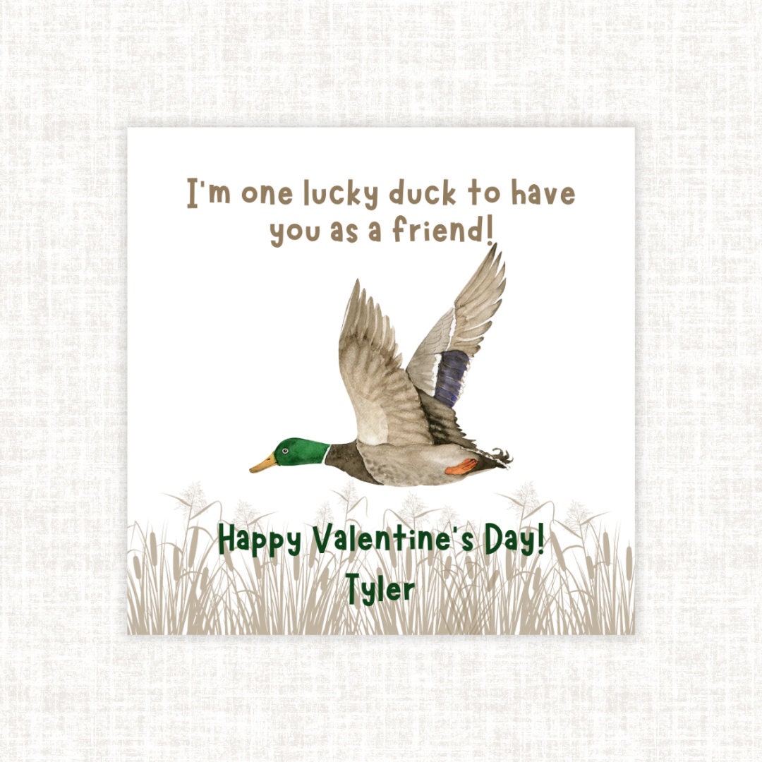 One Lucky Duck Valentine, Duck Valentine, Watercolor Valentine, School ...