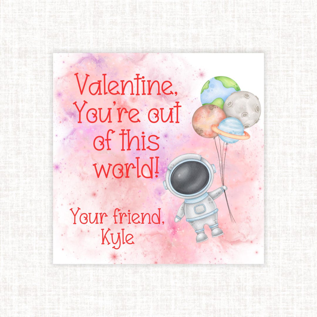 Space Astronaut Valentine, Out of This World Valentine, Boy Girl ...