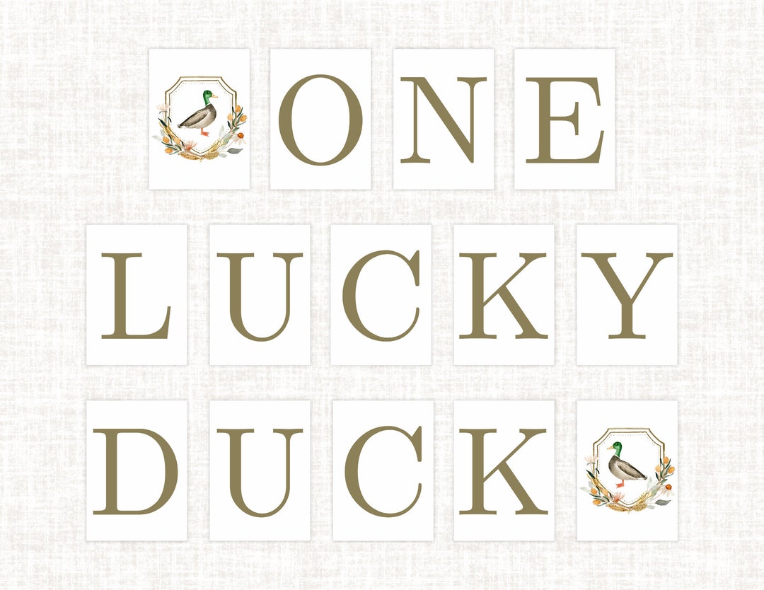 One Lucky Duck Baby Shower Banner, Duck Hunting Invitation, Boy Baby ...