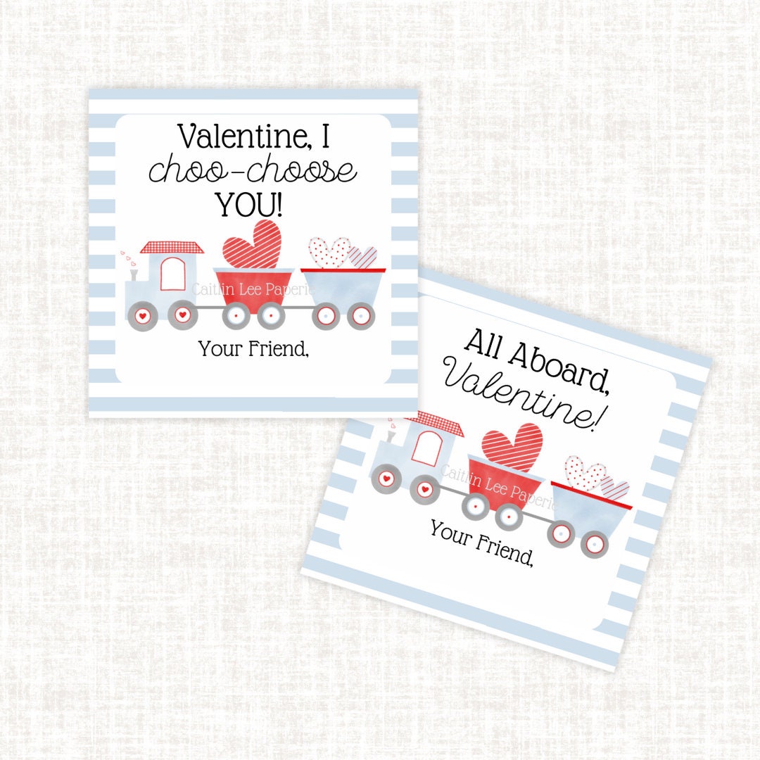 Train Valentine Cards, Choo Choo Valentines, Watercolor Valentine ...