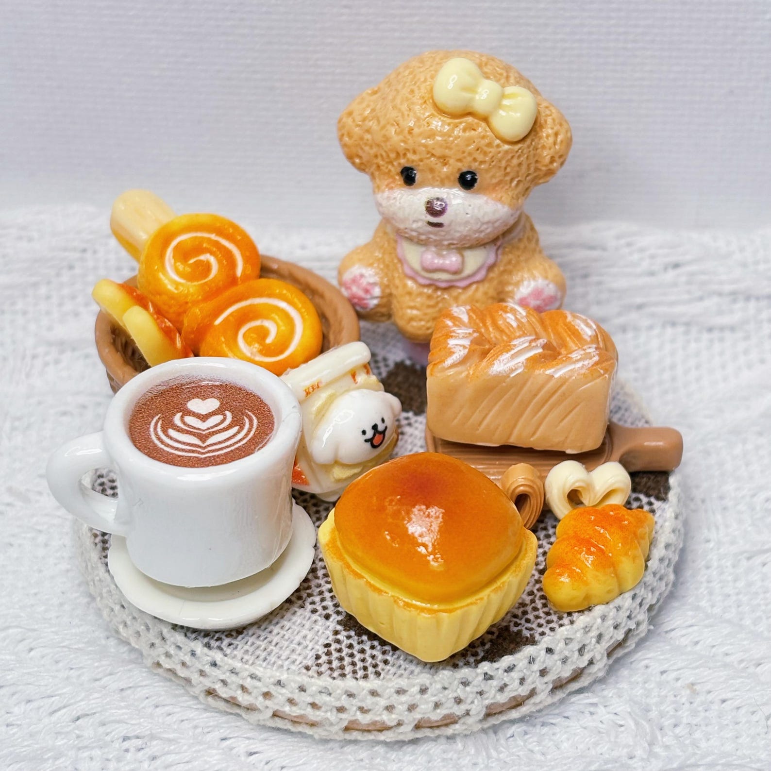Miniature Resin Bread & Coffee Set: Handmade Dollhouse Bakery Figurines ...