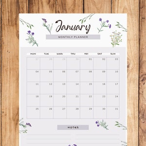 Floral Year Calendar Template PDF DOWNLOAD - Etsy