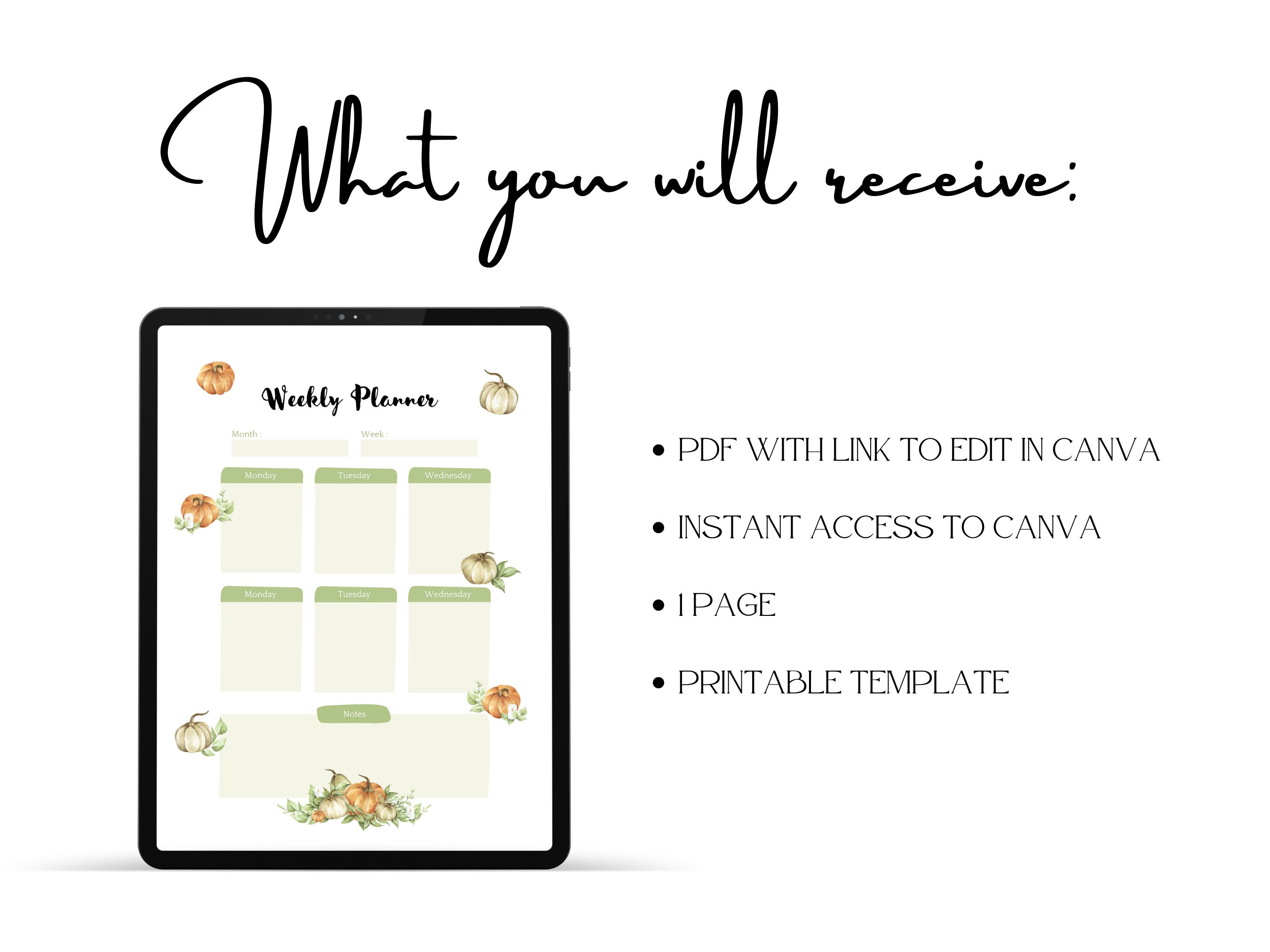 Fall - Pumpkin - Digital Planner Template - Canva - Etsy