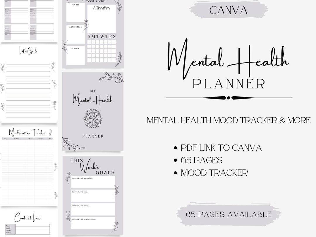 Digital Mental Health Planner - Mood Tracker - Medication - Goals ...