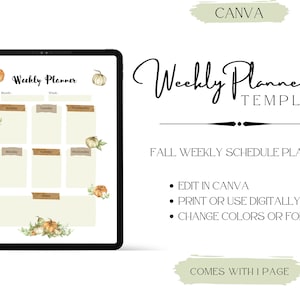 Fall - Pumpkin - Digital Planner Template - Canva - Etsy