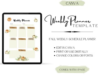 Fall Digital Weekly Planner Canva Template - Digital Download Only - - Etsy