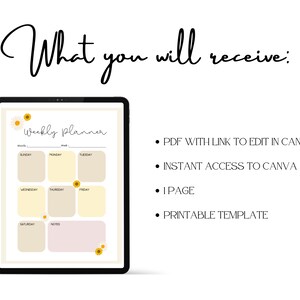 Daisy - Sunflower - Digital Daily Planner Template - Canva - Digital ...