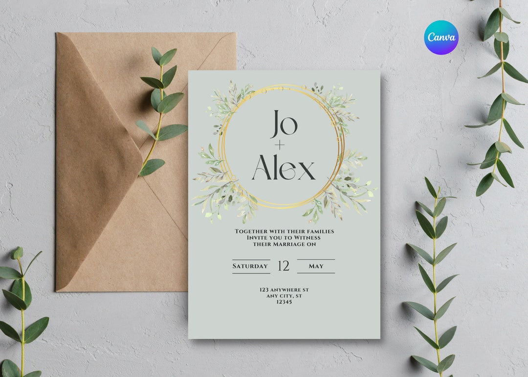 Wedding Invitation Canva Template - Digital Download ONLY - - Etsy