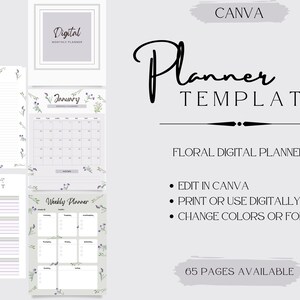 Floral Year Calendar Template - PDF DOWNLOAD - Canva - Etsy