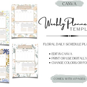 Weekly Planner Bundle - 4 Pack - Digital Template Download - Canva - Etsy