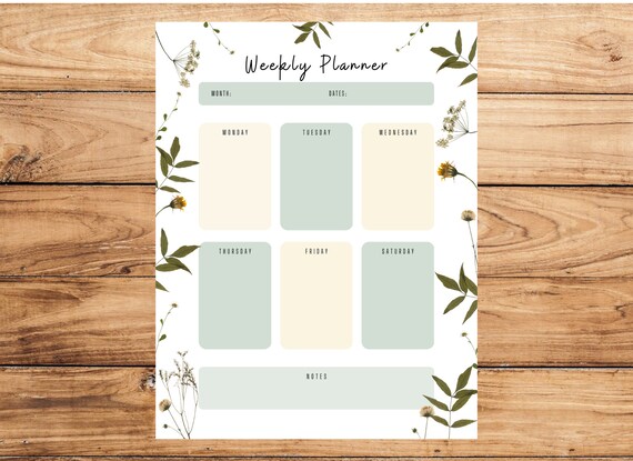 Digital Download Floral Weekly Planner PDF PNG - Etsy