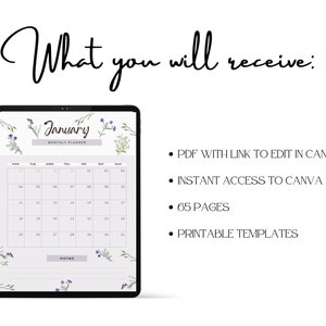 Floral Year Calendar Template - PDF DOWNLOAD - Canva - Etsy